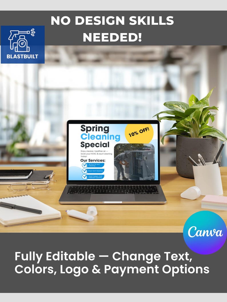 HVAC + Air Duct Cleaning Flyer Templates: Editable Design (canva ...