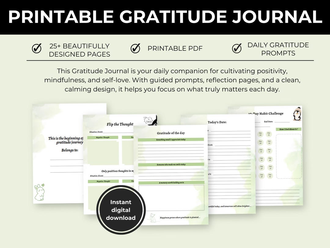 Editable Gratitude Journal Template | Canva Daily Planner | Printable ...