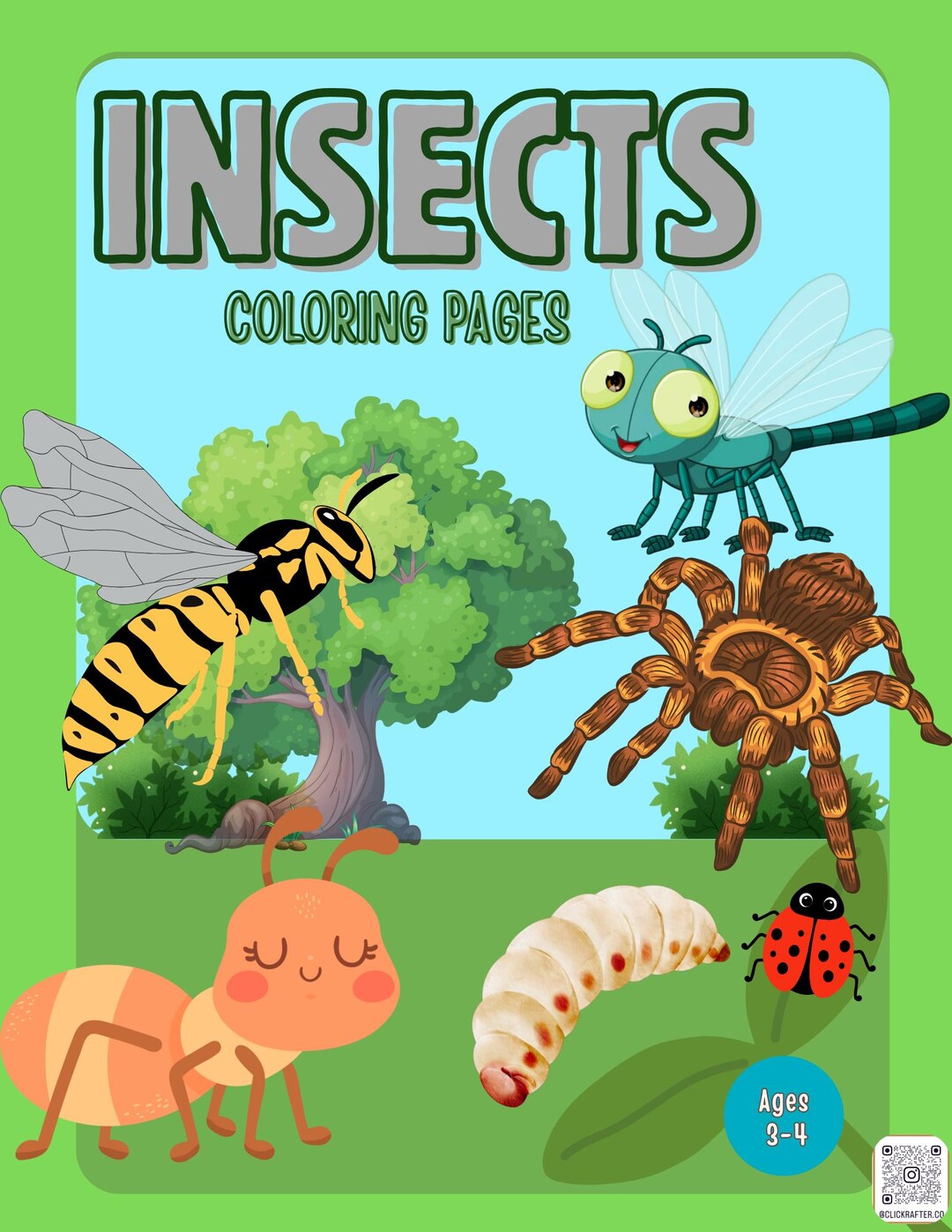 Cute Insects Coloring Pages - Etsy