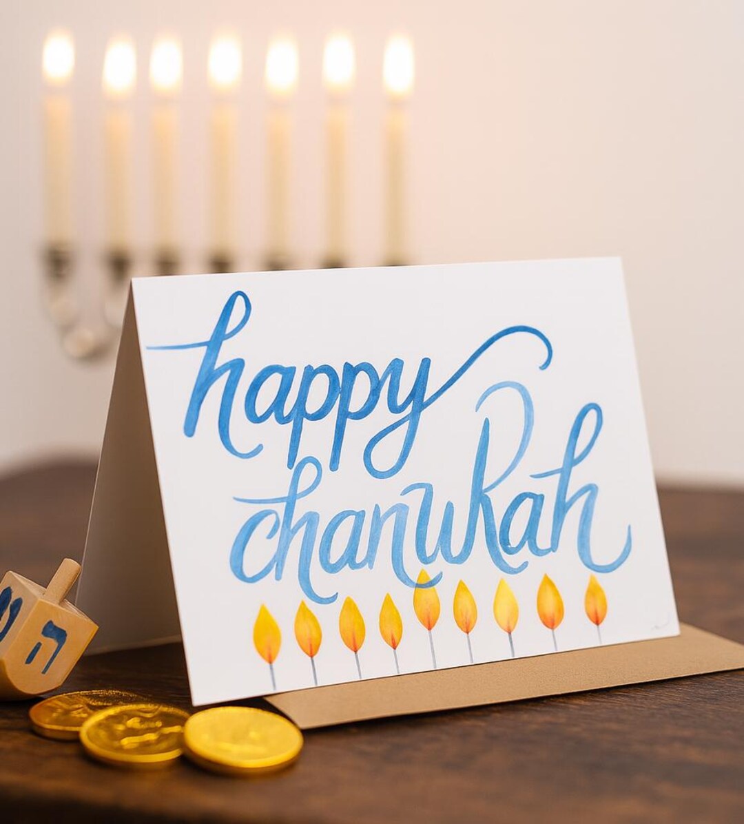 Watercolor Printable Happy Chanukah Card, Instant Download, Digital PDF ...