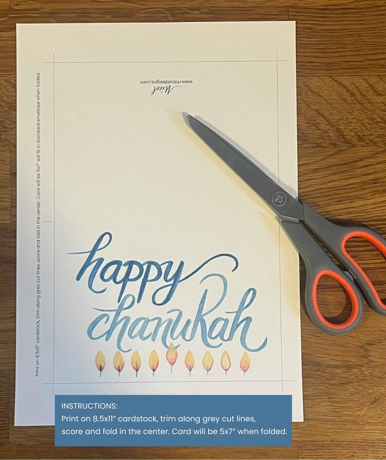 Watercolor Printable Happy Chanukah Card, Instant Download, Digital PDF ...