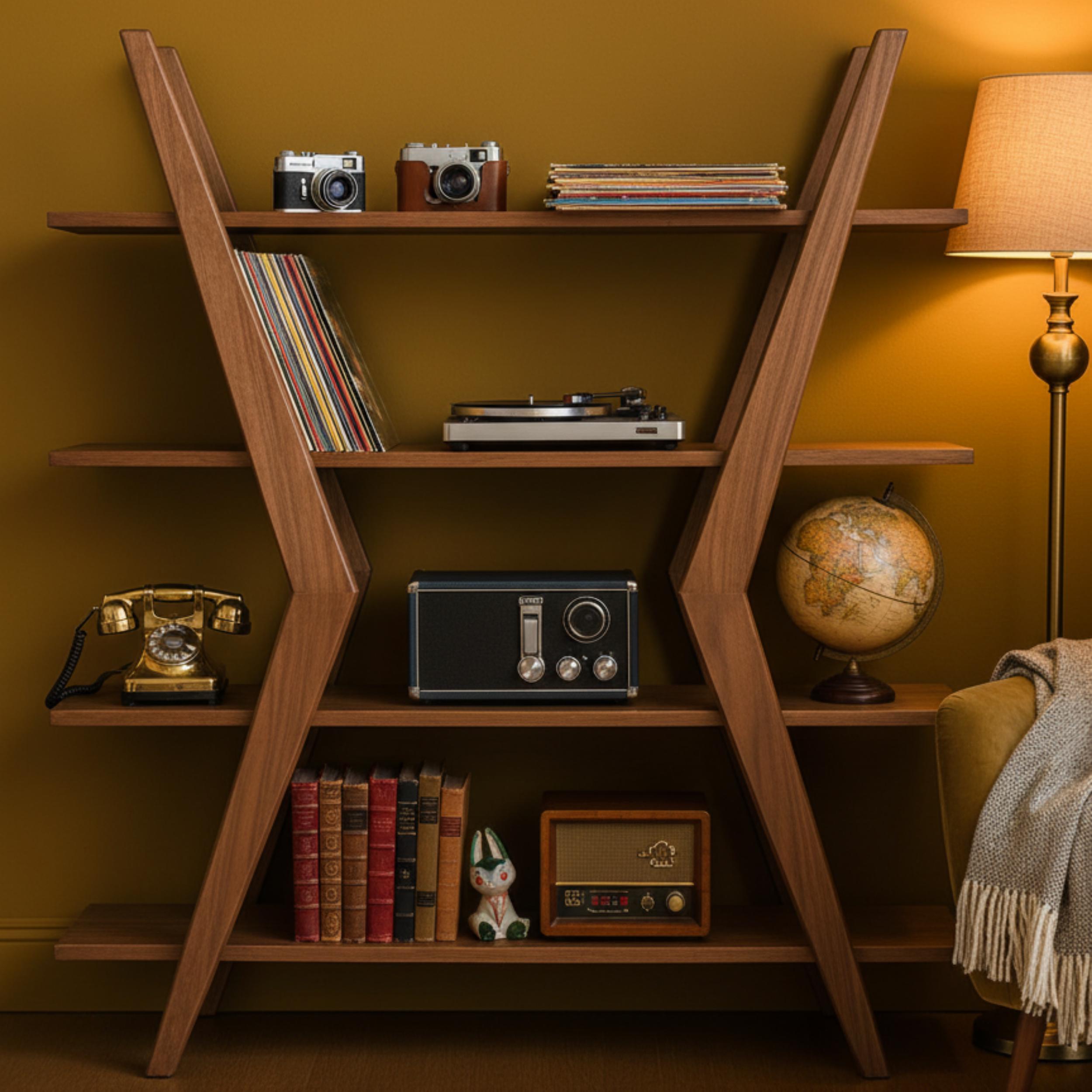 Modern Z Shape Wooden Bookshelf – Handmade First-class Natural Solid ...