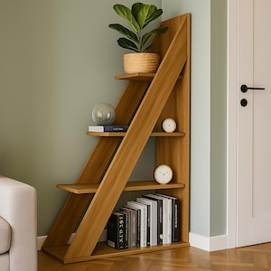 Wooden Ladder Shelf, Modern A-frame Bookshelf, Rustic Display Rack - Etsy