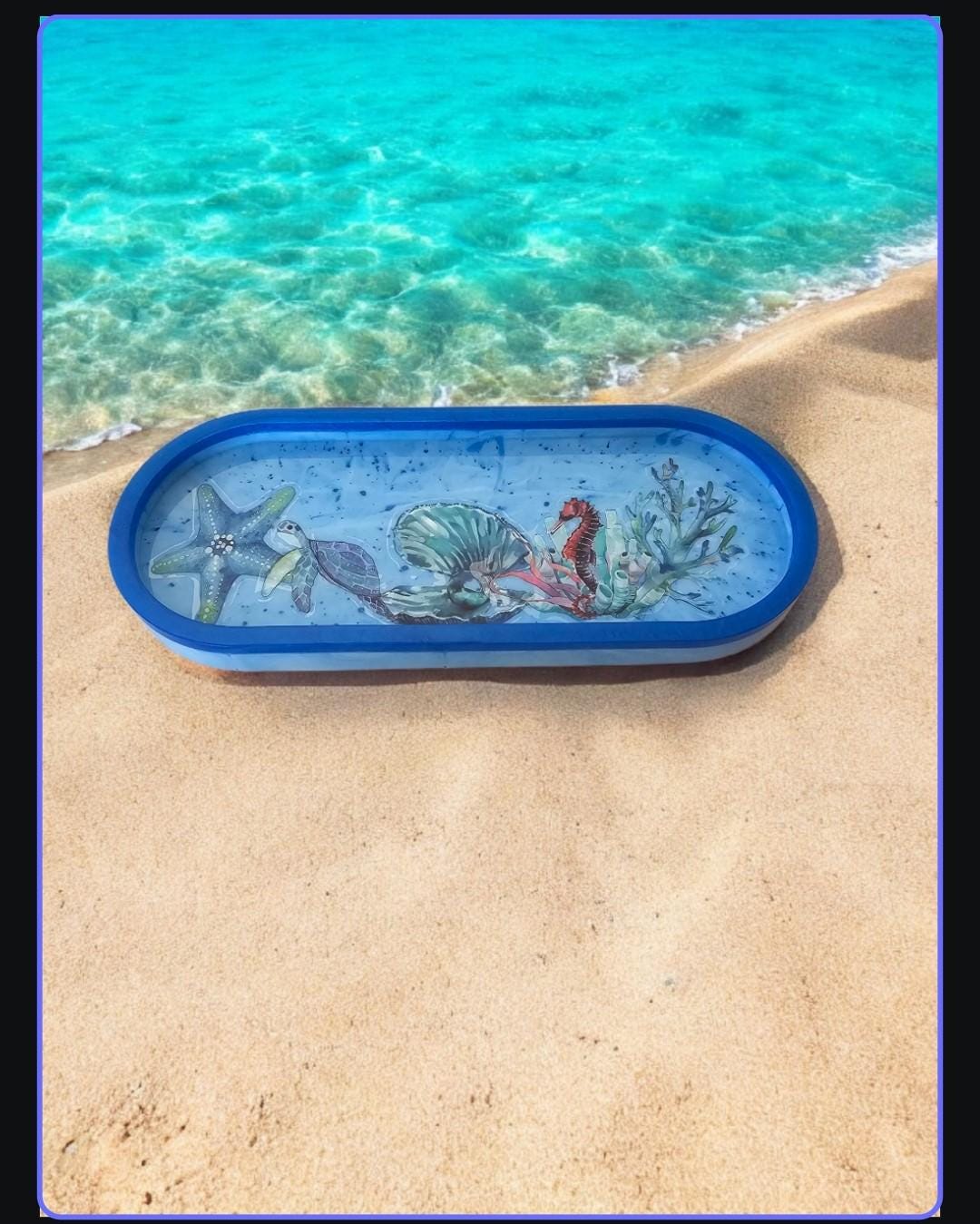 Blue and White Sea Creatures Tray - Etsy