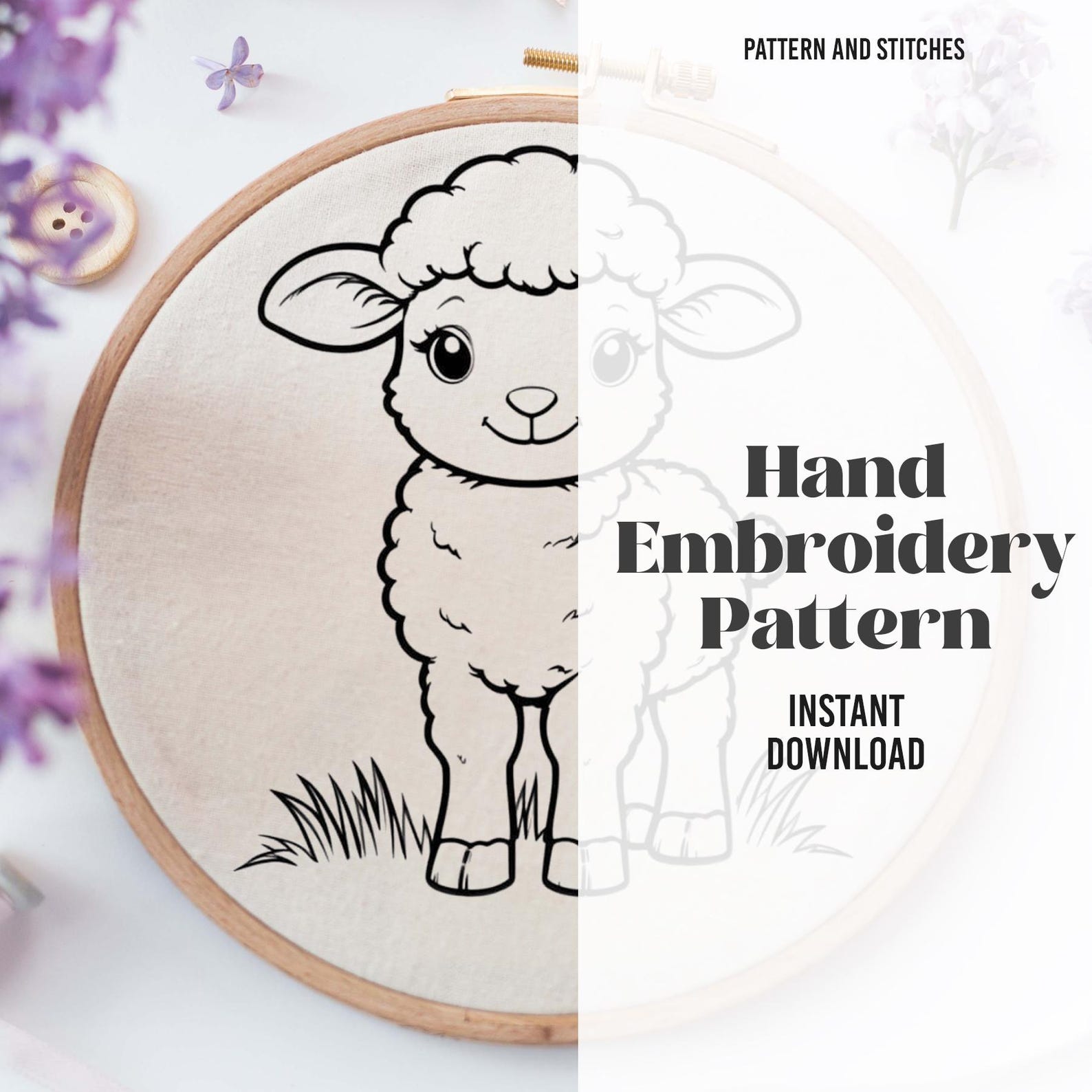 Cute Baby Lamb Embroidery Pattern, Lamb Hand Embroidery PDF - Etsy