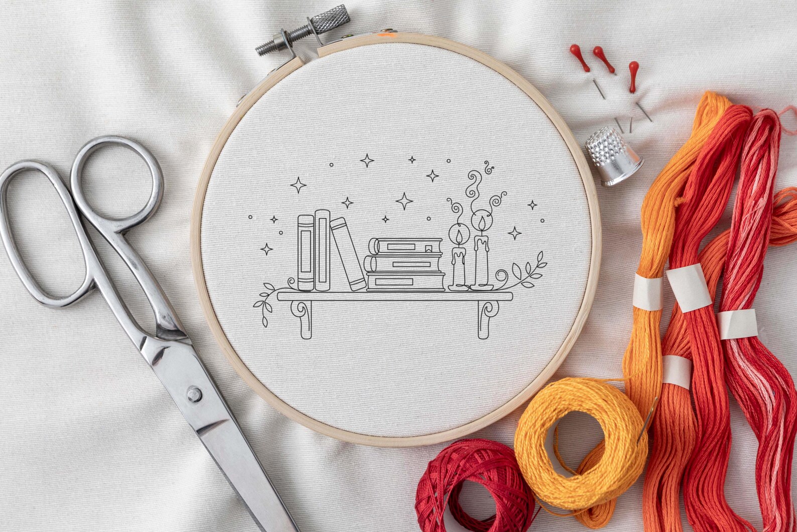 Magical Bookshelf Stitch Art -the Scholar's Glow ,cozy Reading Nook ...