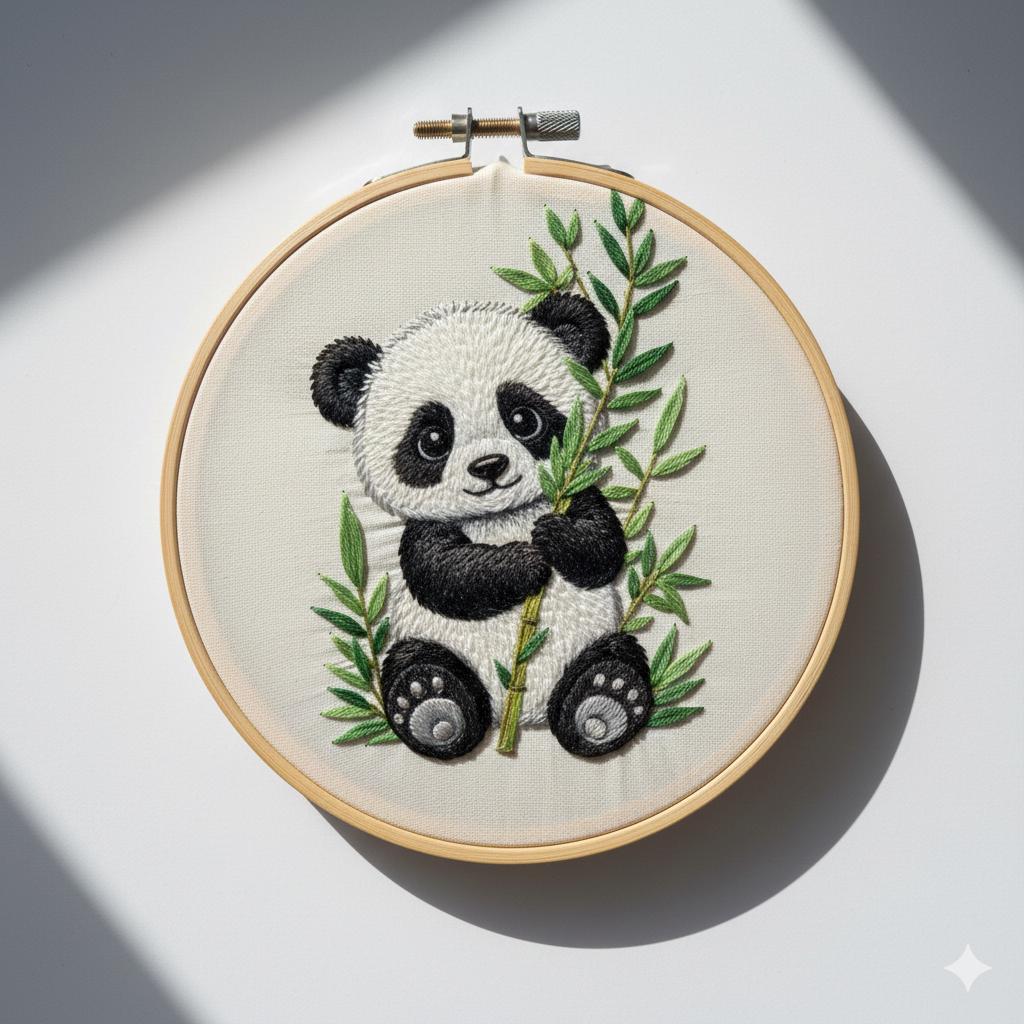 Panda Embroidery Pattern, Animal Embroidery Design, Panda Hand ...