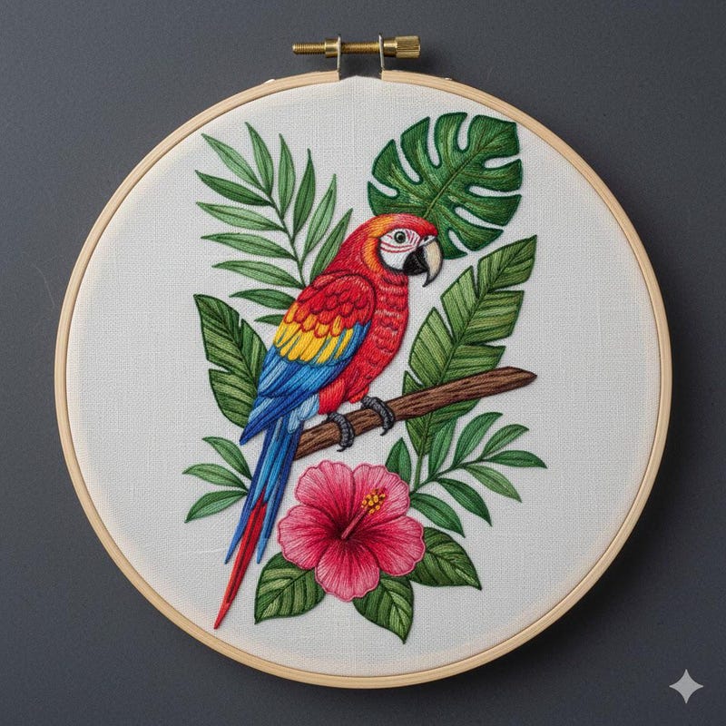Parrot Embroidery - Etsy