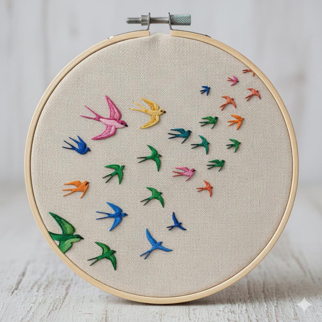 Birds Flying Silhouette - Flock of Birds Embroidery Pattern - Etsy