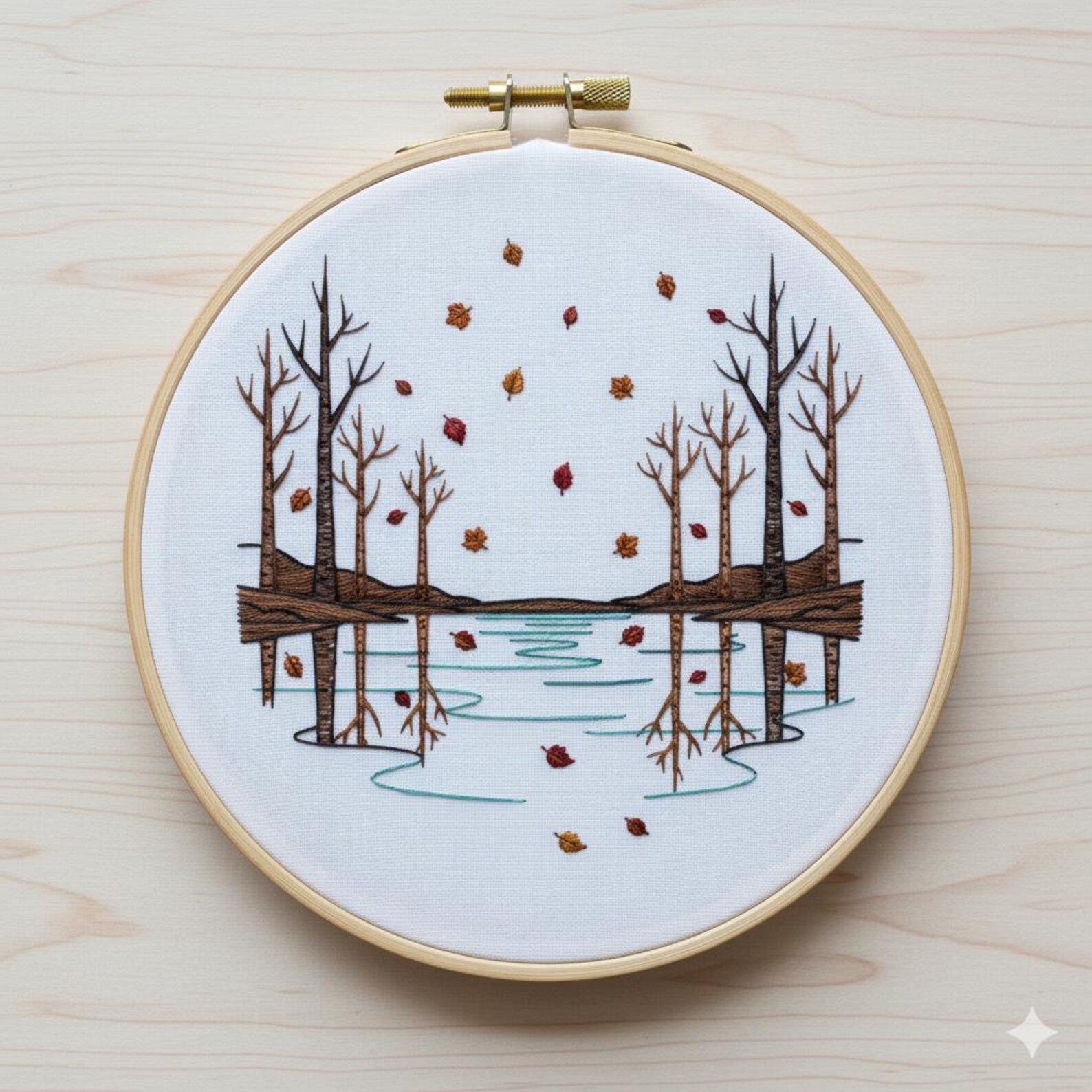 Autumn’s Farewell Quiet Lake Hand Embroidery Pattern - November Chill ...