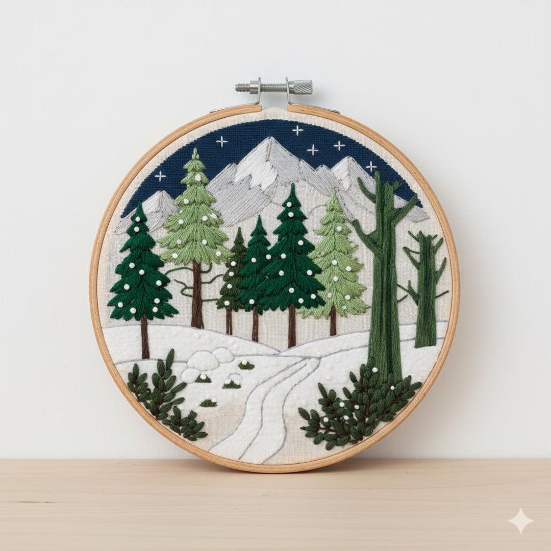 Forest Scenery Embroidery Pattern, Forest Hand Embroidery PDF (instant ...