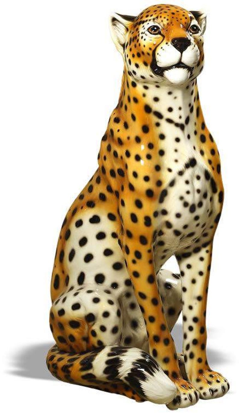 1970s Vintage Cheetah, Large Cheetah Statue 3 Ft, Vintage Style Big Cat ...