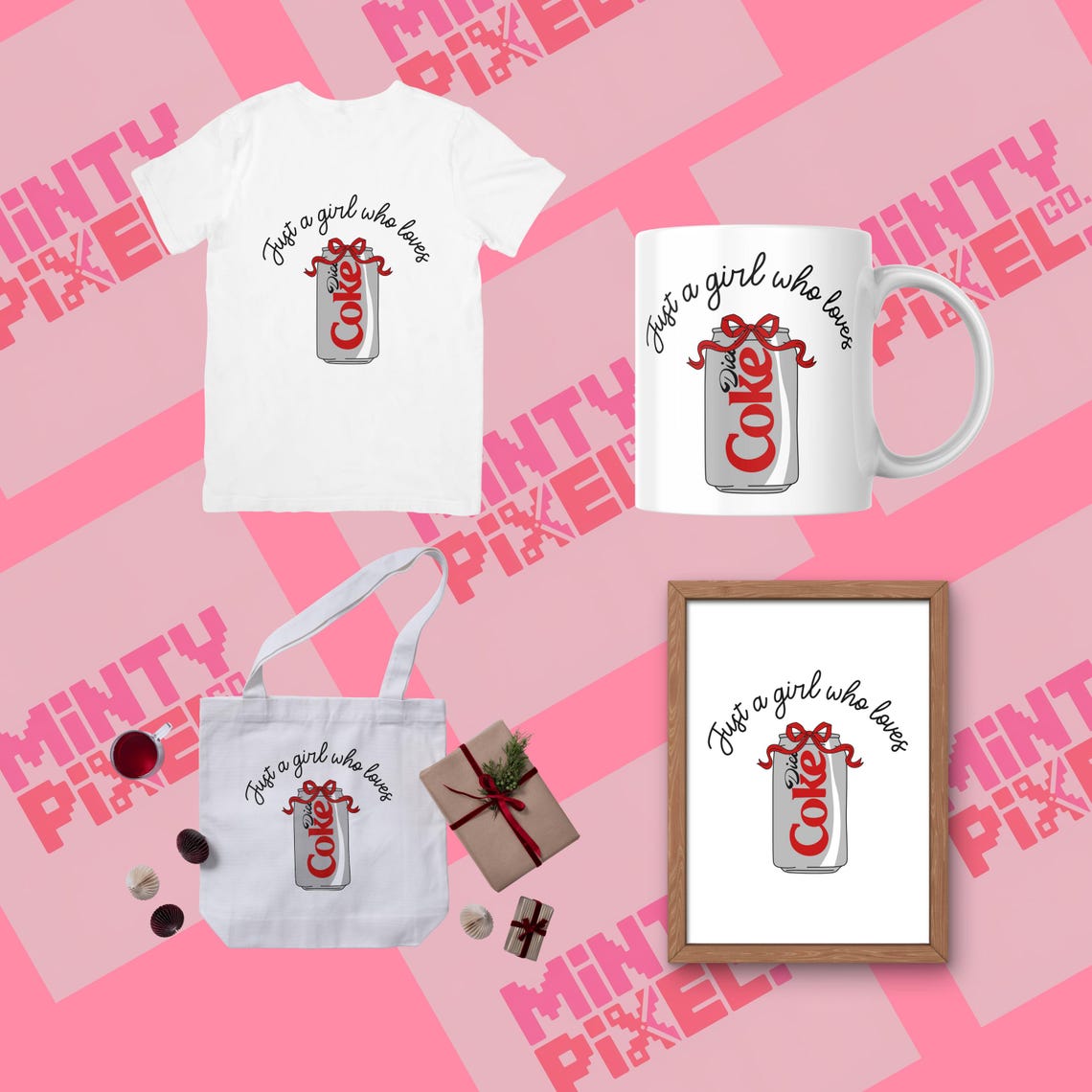 Diet Coke Can Design SVG PNG, Cute Soda Clipart With Red Bow, Aesthetic ...