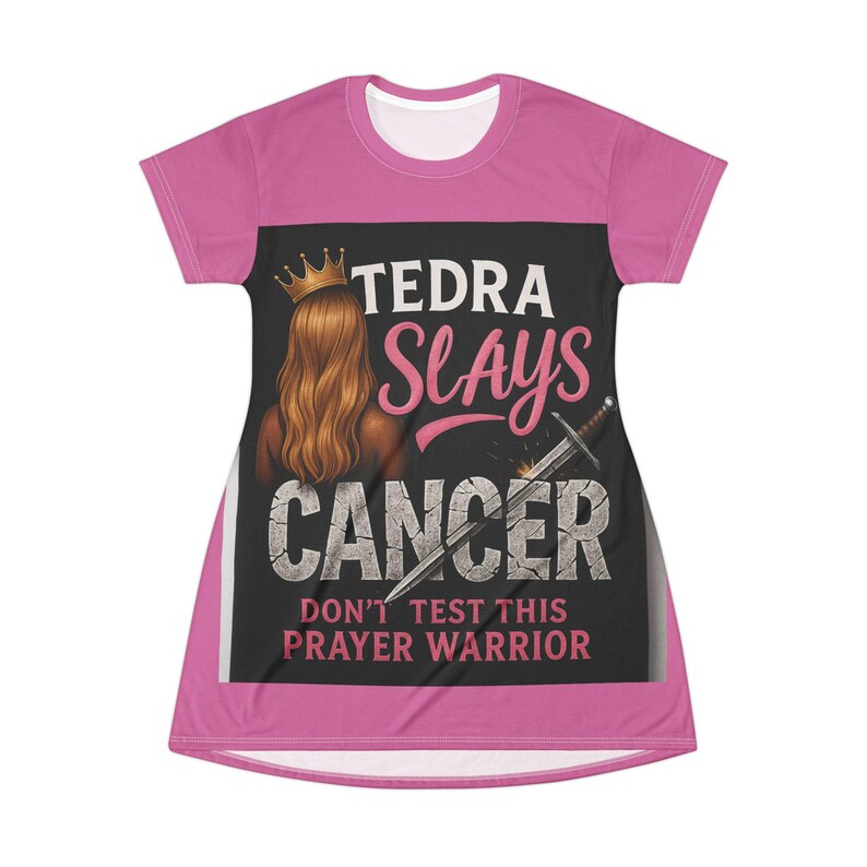 Tedra Prayer Warrior T-shirt Dress, Cancer Awareness Dress ...