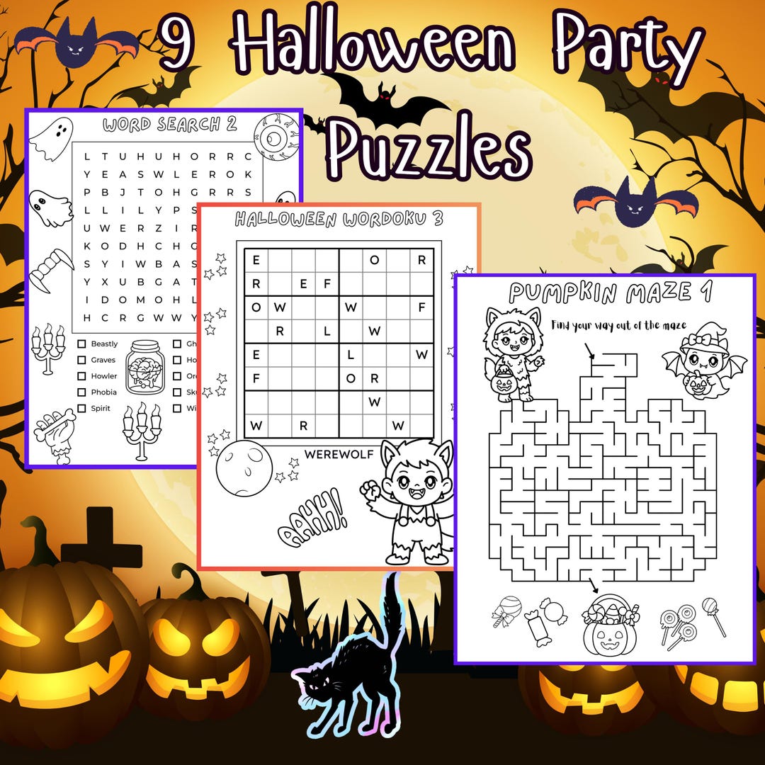 Halloween Activity Pages: Mazes, Word Search & Coloring (PDF Download ...
