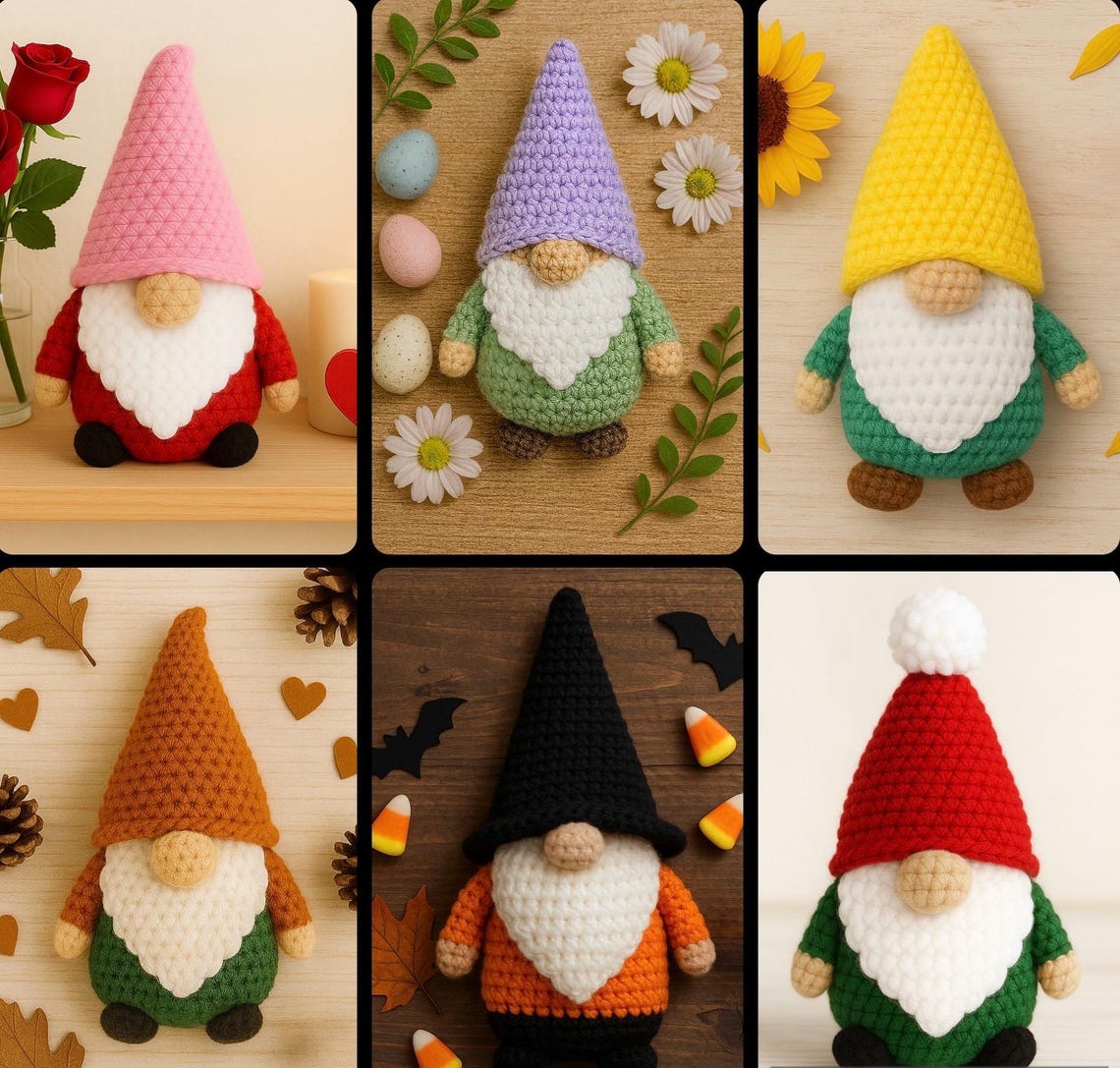Crochet Gnome Pattern: Beginner Amigurumi With Seasonal Color Guide ...