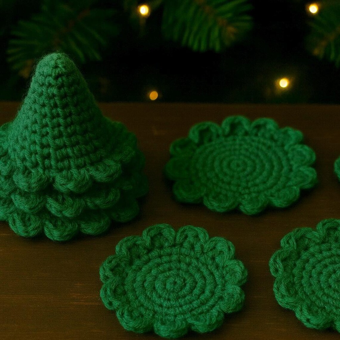 Christmas Tree Coaster Set Crochet Pattern PDF- Ruffled Layered ...