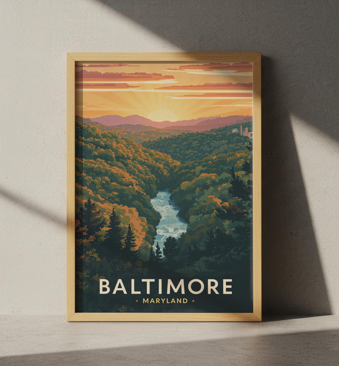 Baltimore Poster - Gwynns Falls Urban Woodlands Nature Travel Poster ...