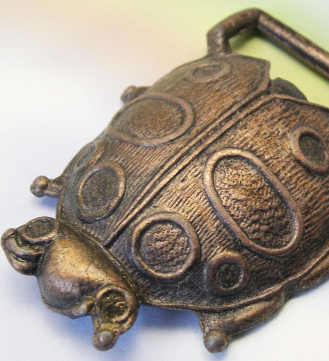 Vintage Solid Brass Beetle Belt Buckle SIGNED Ladybug Insect Scarab Bug ...