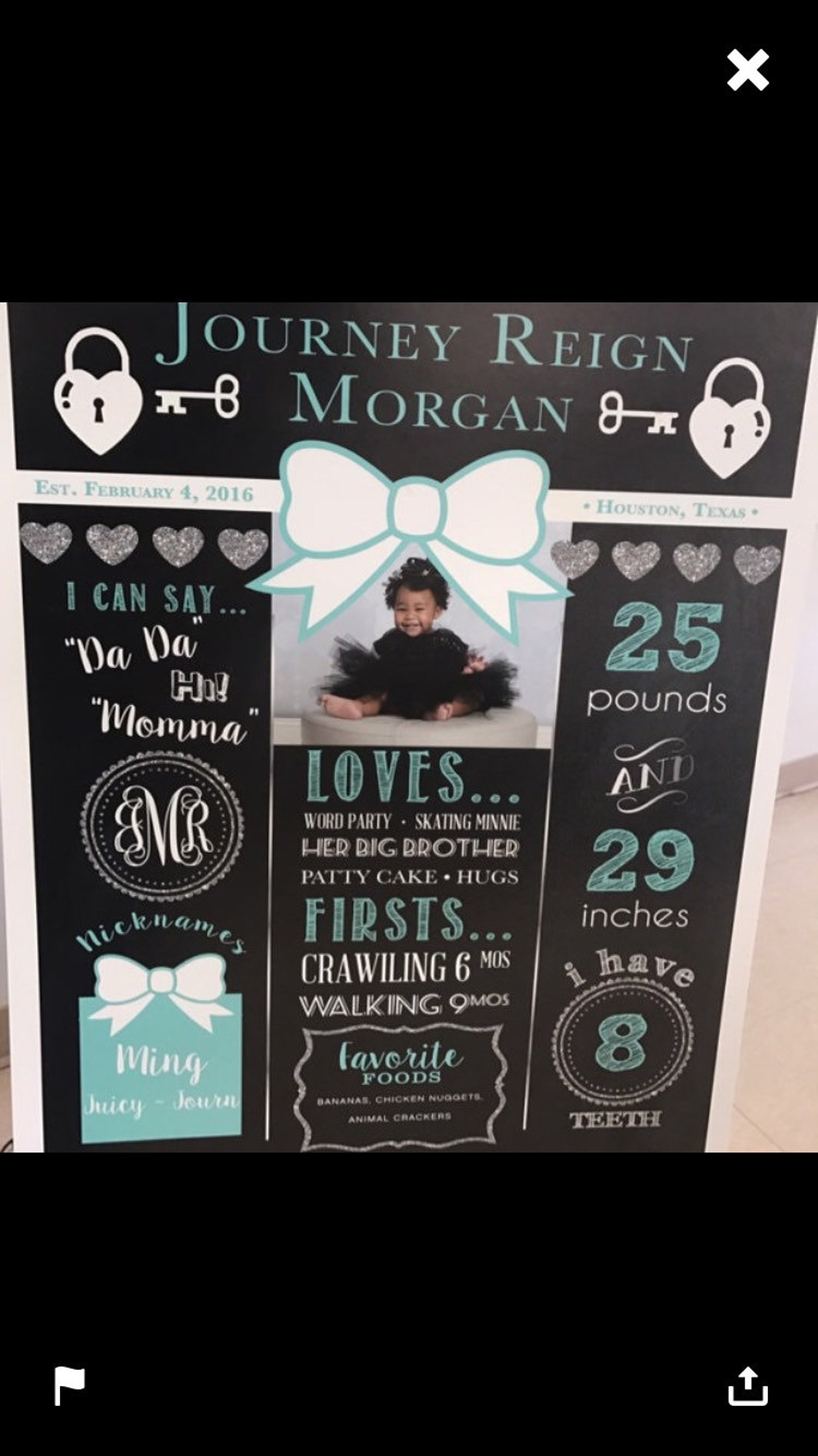 Girls First Birthday Stats Chalkboard Breakfast at - Etsy