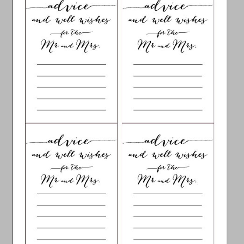 Bride and Groom Advice Cards - Etsy