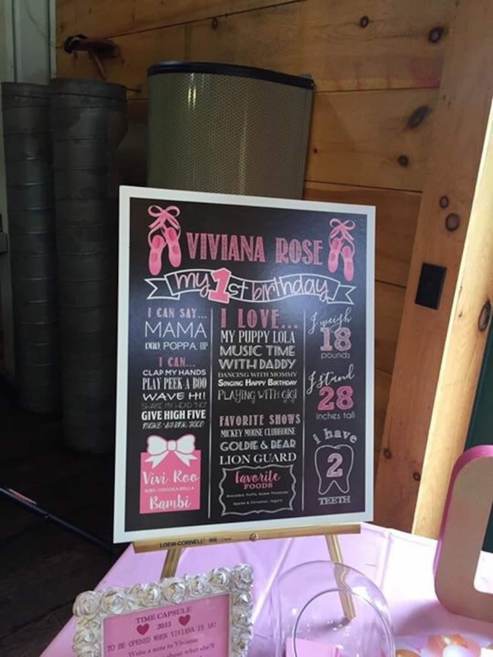Girls First Birthday Stats Chalkboard Breakfast at Tiffany's Theme ...