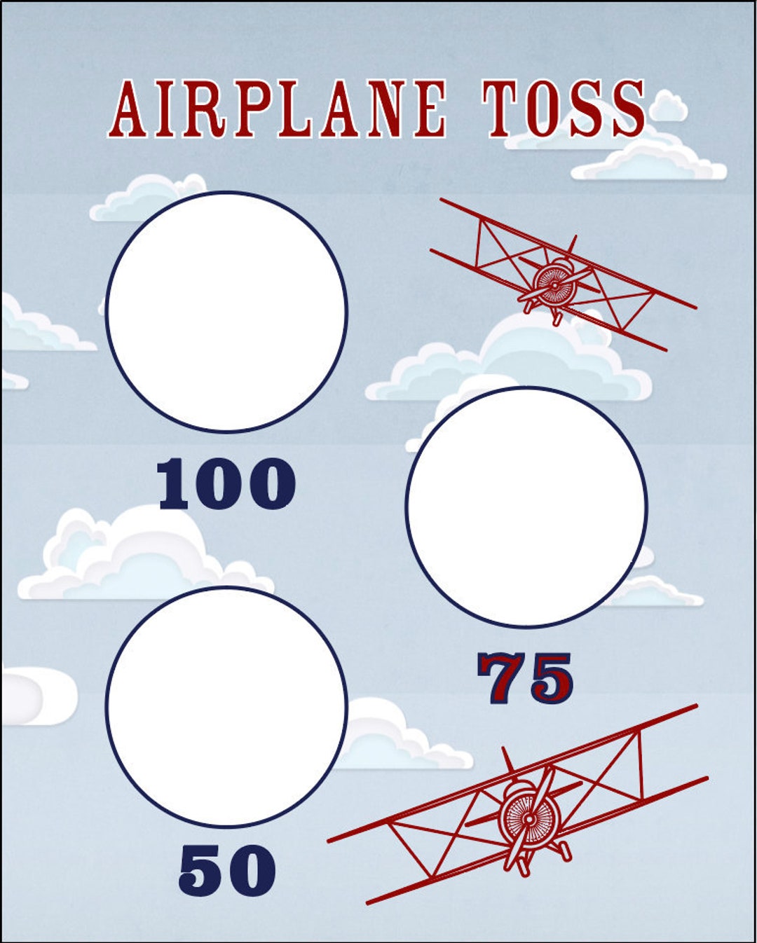 Baby Boy Birthday Party Game Aviation Theme Time Flies Vintage Airplane ...