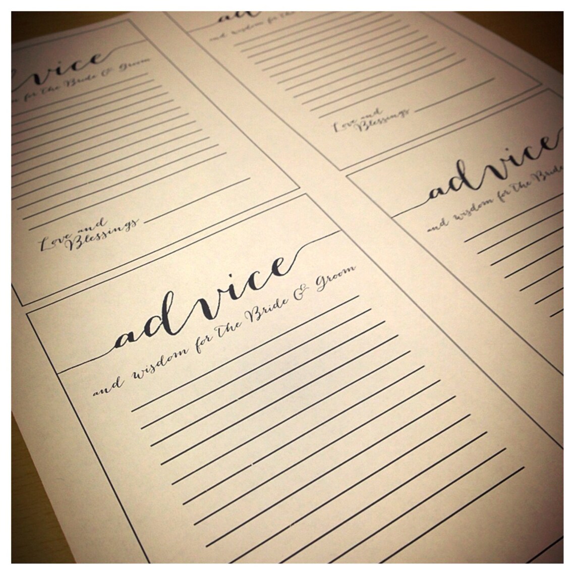 Printable Digital Wedding Advice Card, Wisdom and Well Wishes for the ...