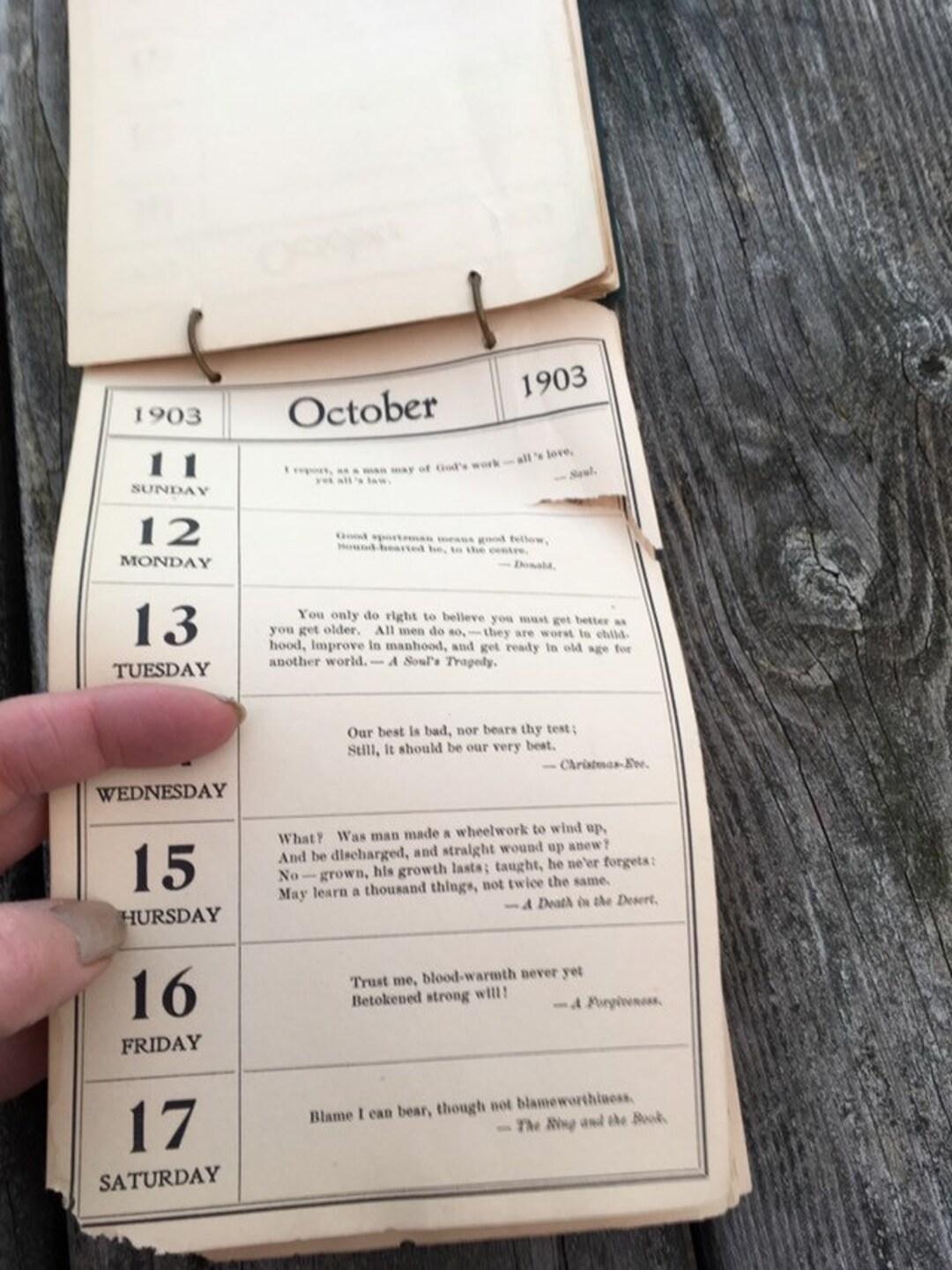 Antique Desk Calendar 1903 Robert Browning - Etsy