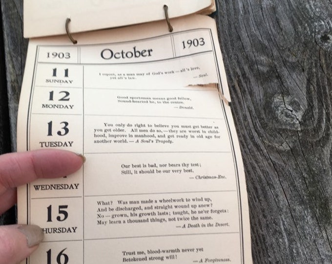 Antique Desk Calendar 1903 Robert Browning - Etsy