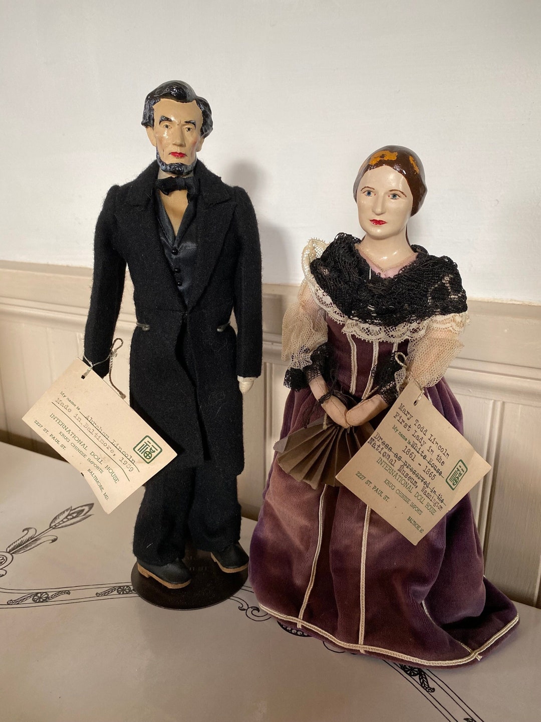 Portrait Dolls Abraham Lincoln Mary Todd Lincoln Vintage Etsy