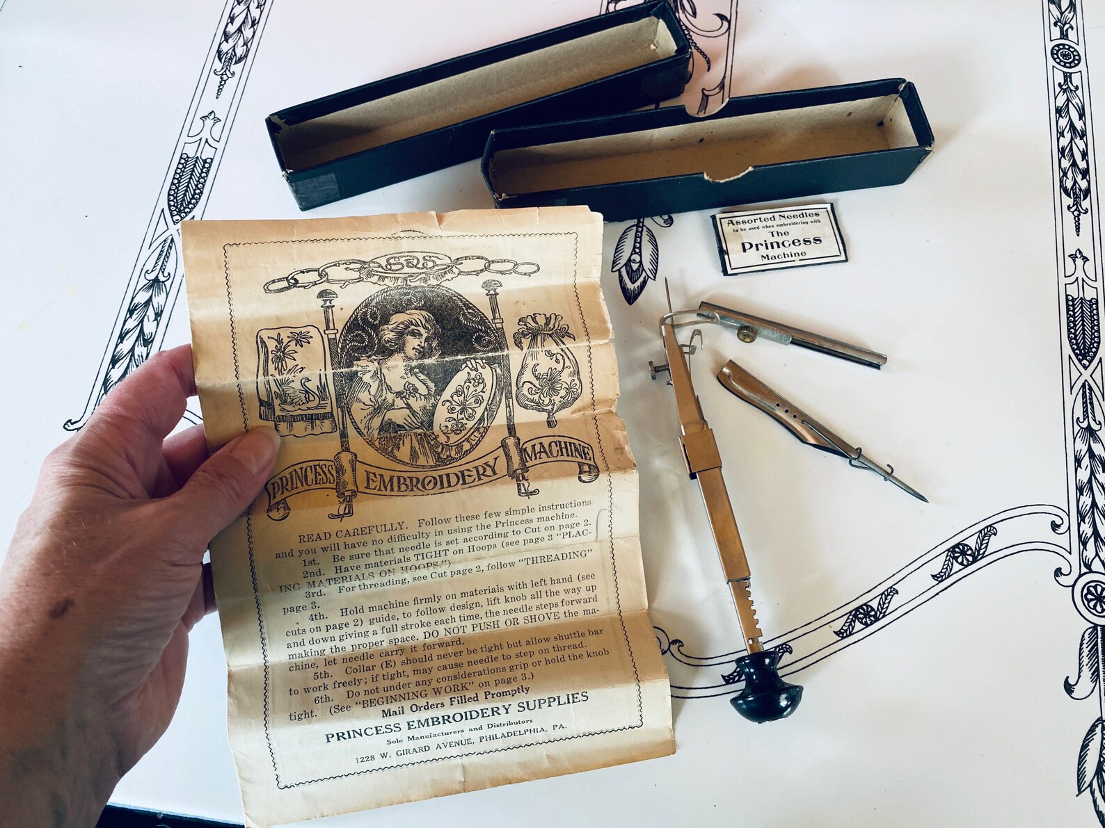 Antique Hand Embroidery Machine Princess Brand Box and - Etsy