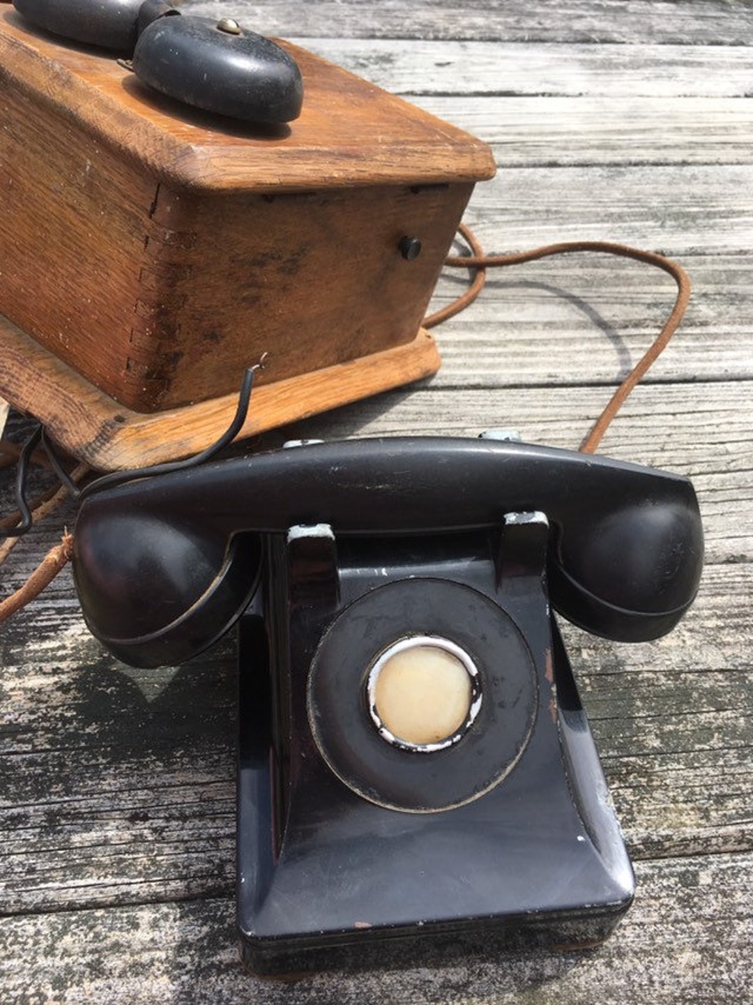 Rare Vintage Phone, Western Electric, F1W Desktop, Oak Box, Crank Phone ...