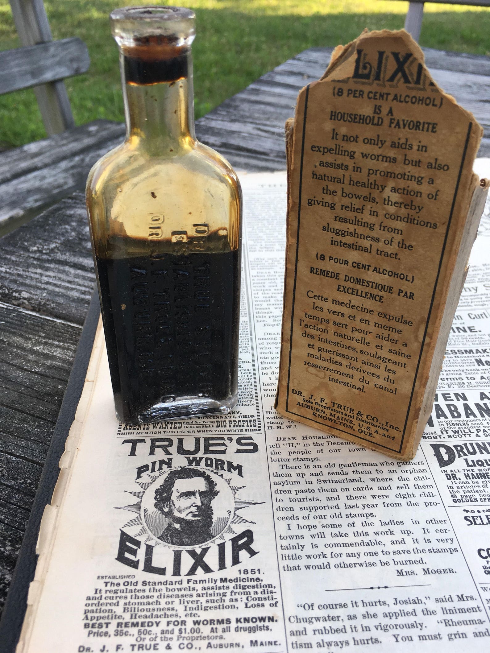Antique Bottle and Copy of Ad 1890s True Family Laxative and Worm ...