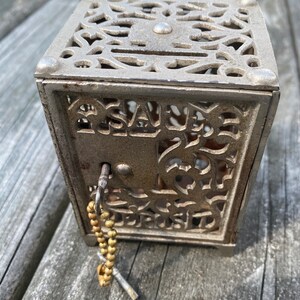Antique Safe Deposit Coin Bank, Metal Penny Bank, Safe Coin Bank With ...