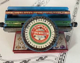 Vintage UNIQUE Tin Litho Toy Dial Typewriter - Etsy