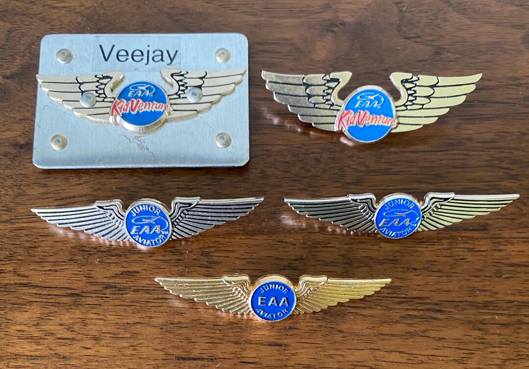 Vintage Junior EAA Aviator Wings Pins - Set of 5 Metal Pins & Badge - Etsy