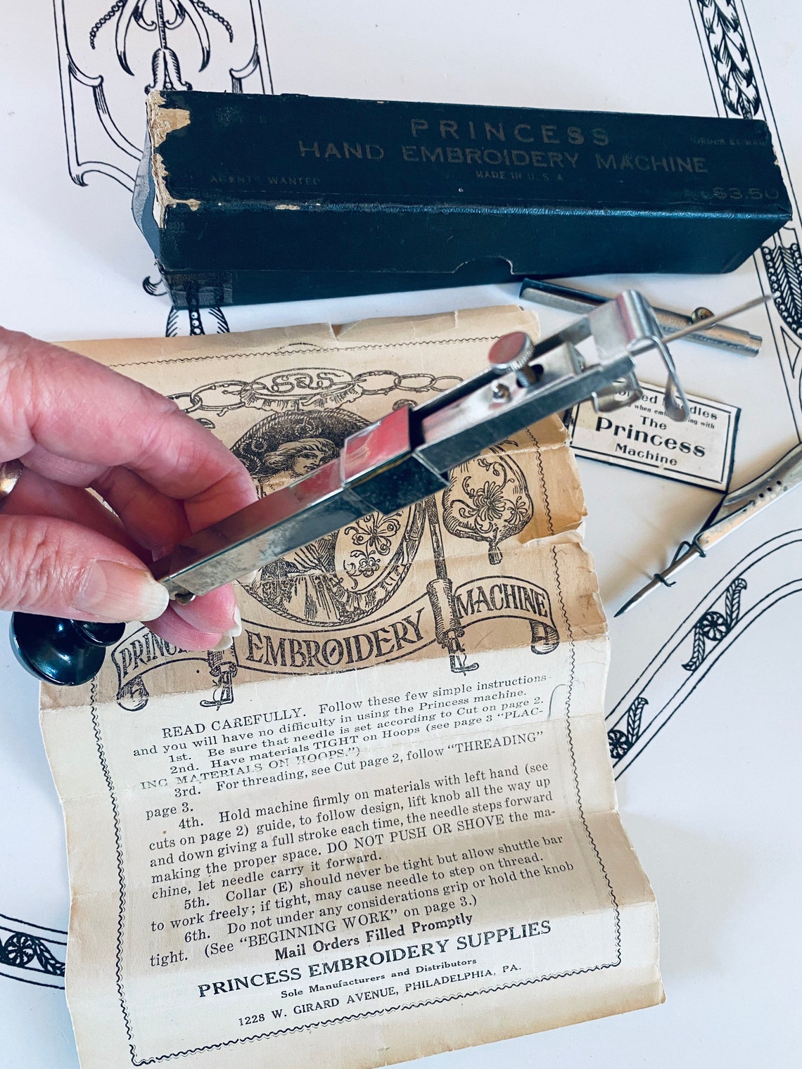 Antique Hand Embroidery Machine Princess Brand Box and - Etsy