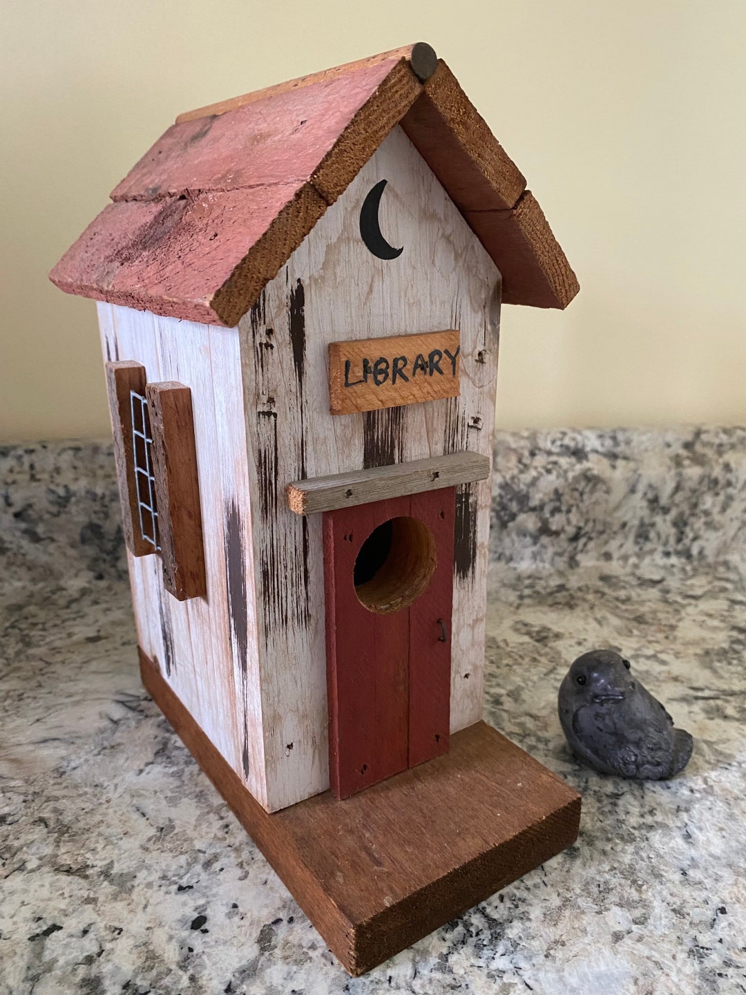 Vintage Birdhouse, Library Birdhouse, Outhouse Birdhouse, Bathroom ...