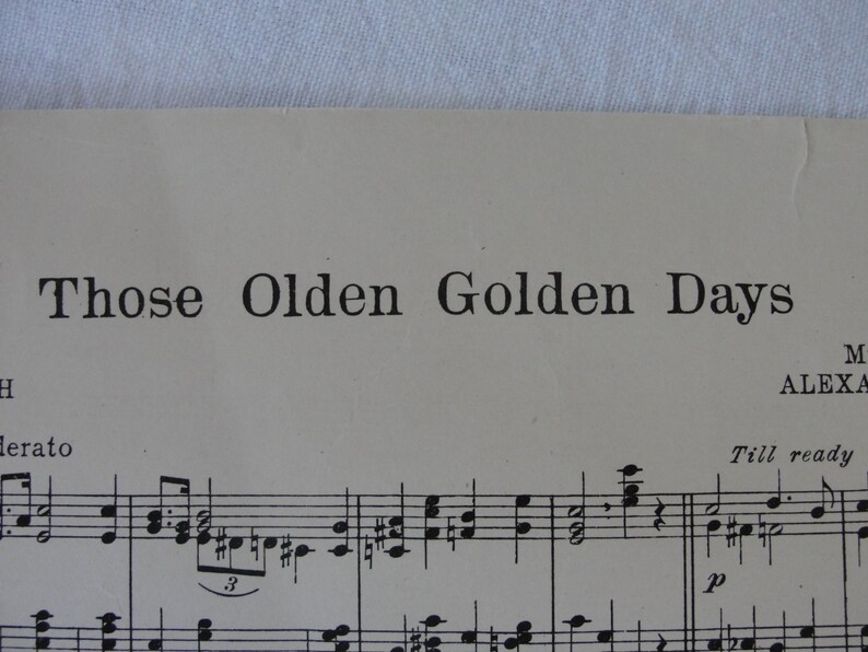 Original Rare 1919 Sheet Music Those Olden Golden Days | Etsy