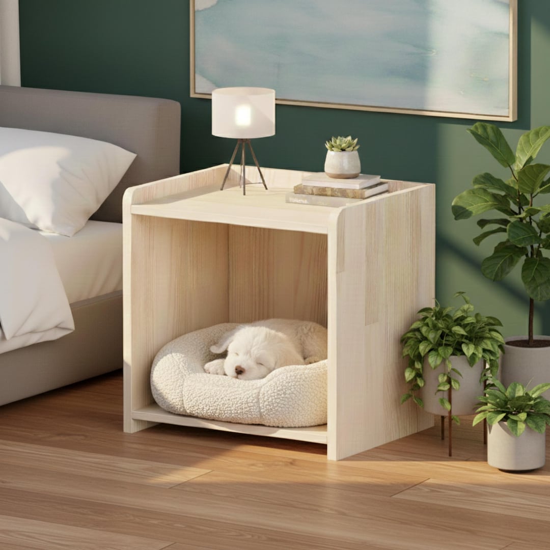 Wooden Indoor Pet House & Side Table | Modern Cat Cave | Scandi Dog ...
