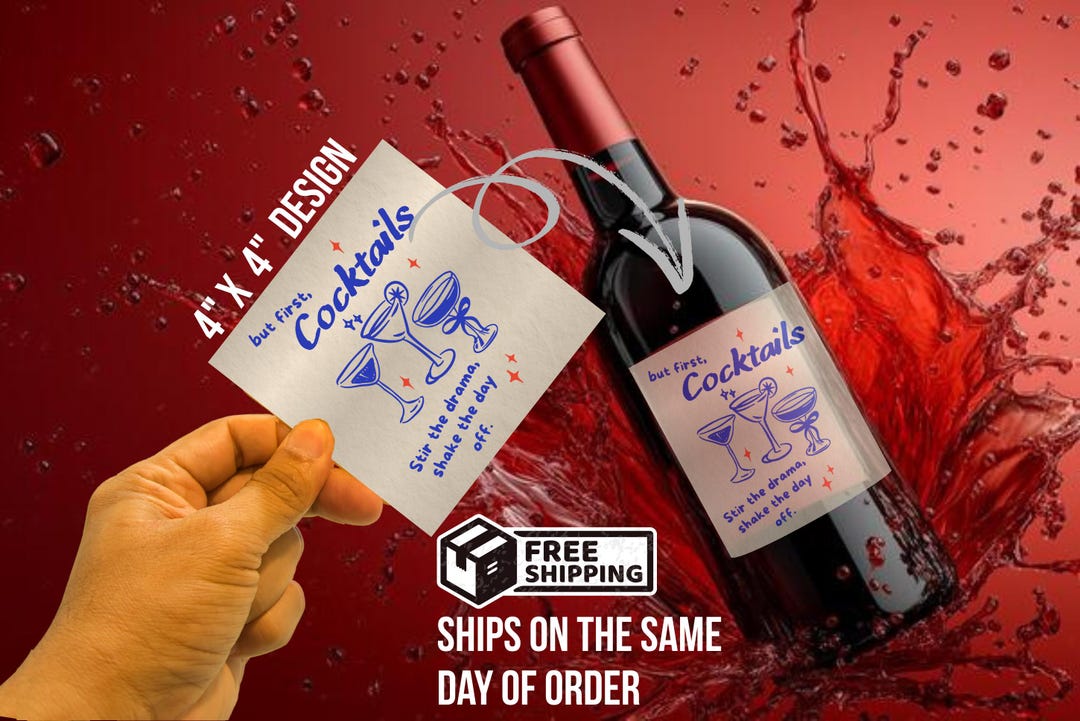 Custom Champagne Label: Personalized "cocktails" Wine Stickers for ...