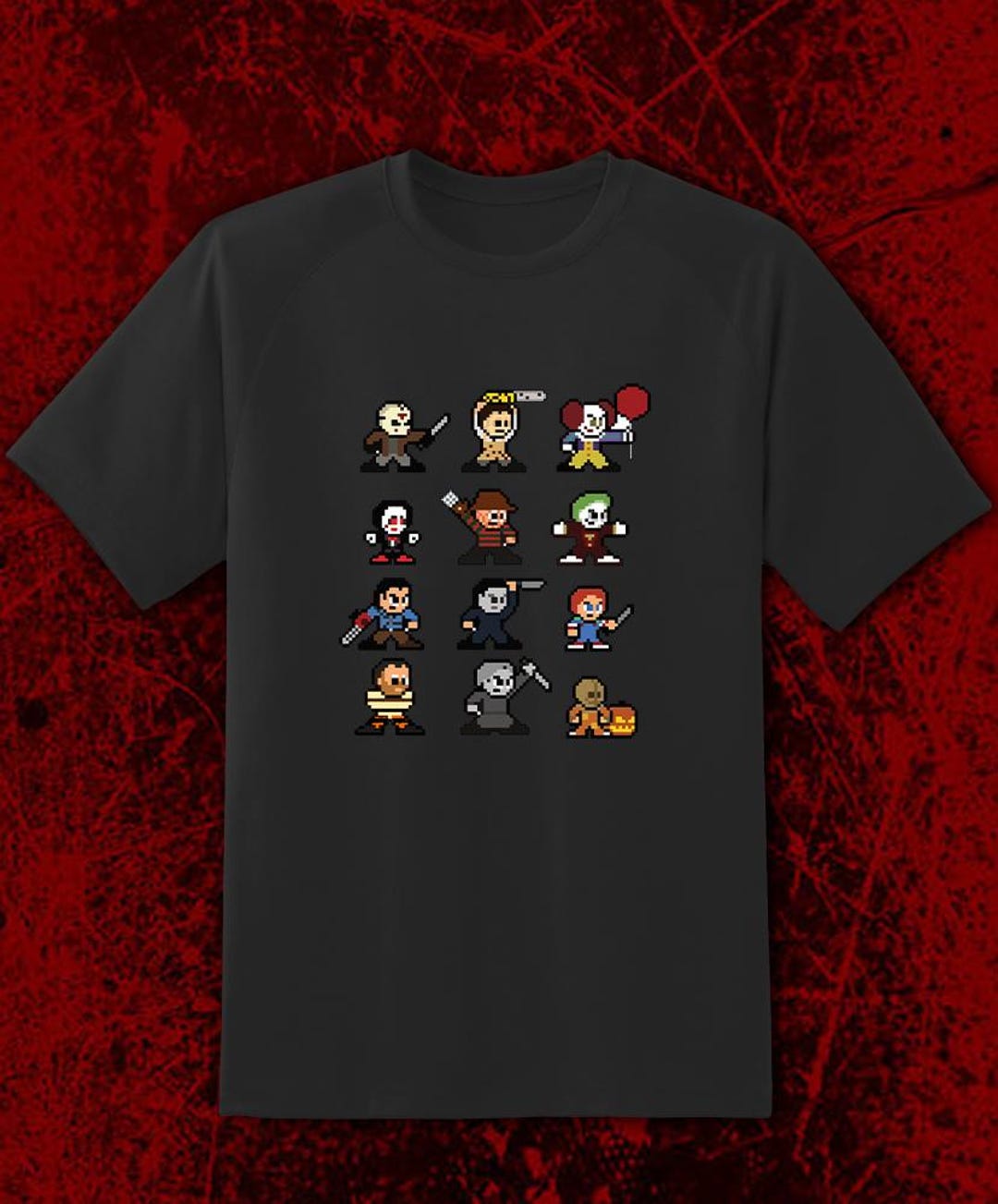 8 Bit Horror Icons Jason Freddy Logo Shirt Adult & Youth Sizes Fast ...