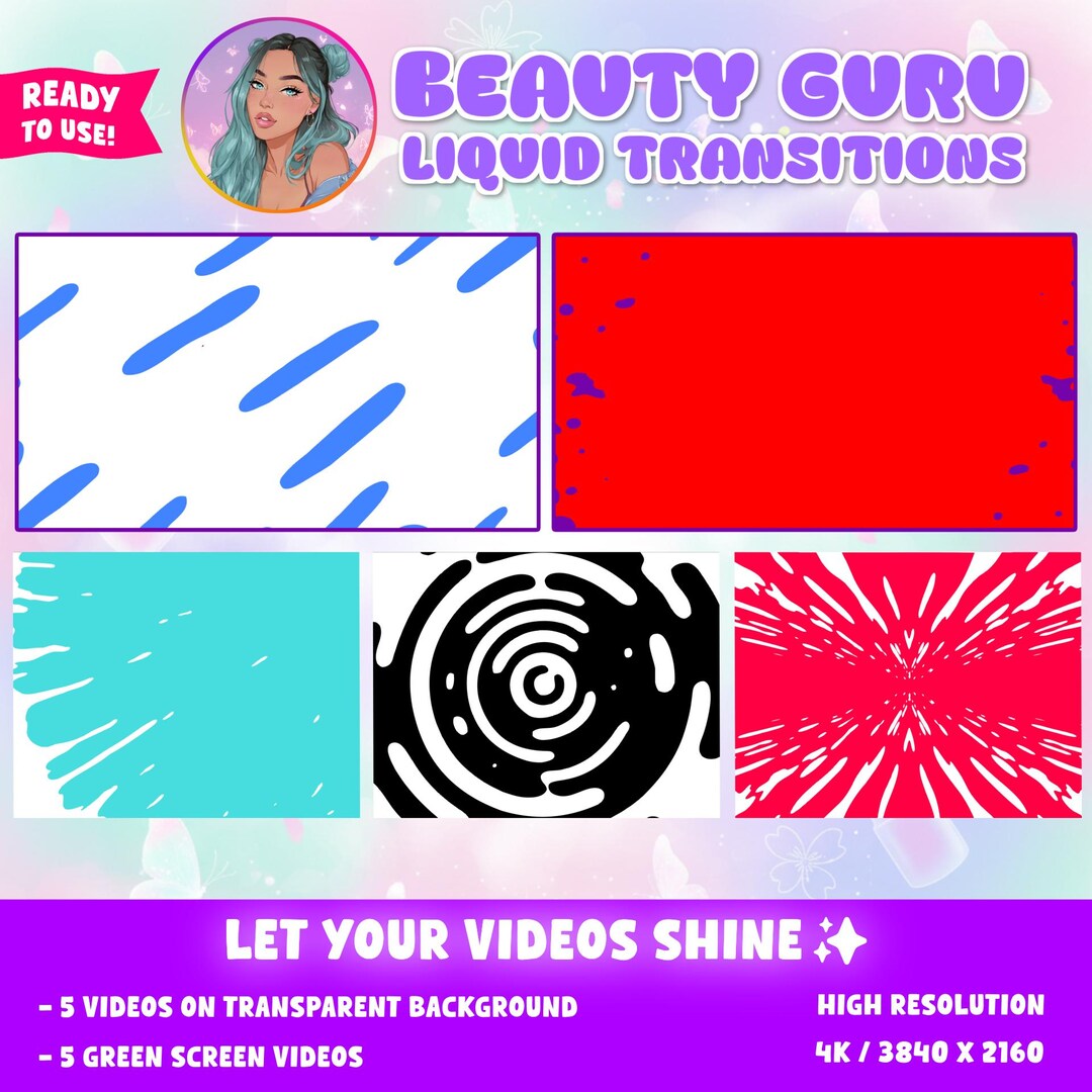 Beauty Guru Liquid Transitions - Smooth 2D FX for Editors - Etsy