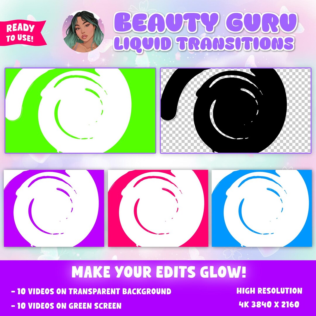 Beauty Guru Liquid Transitions Pack (4K, Green Screen + Transparent ...