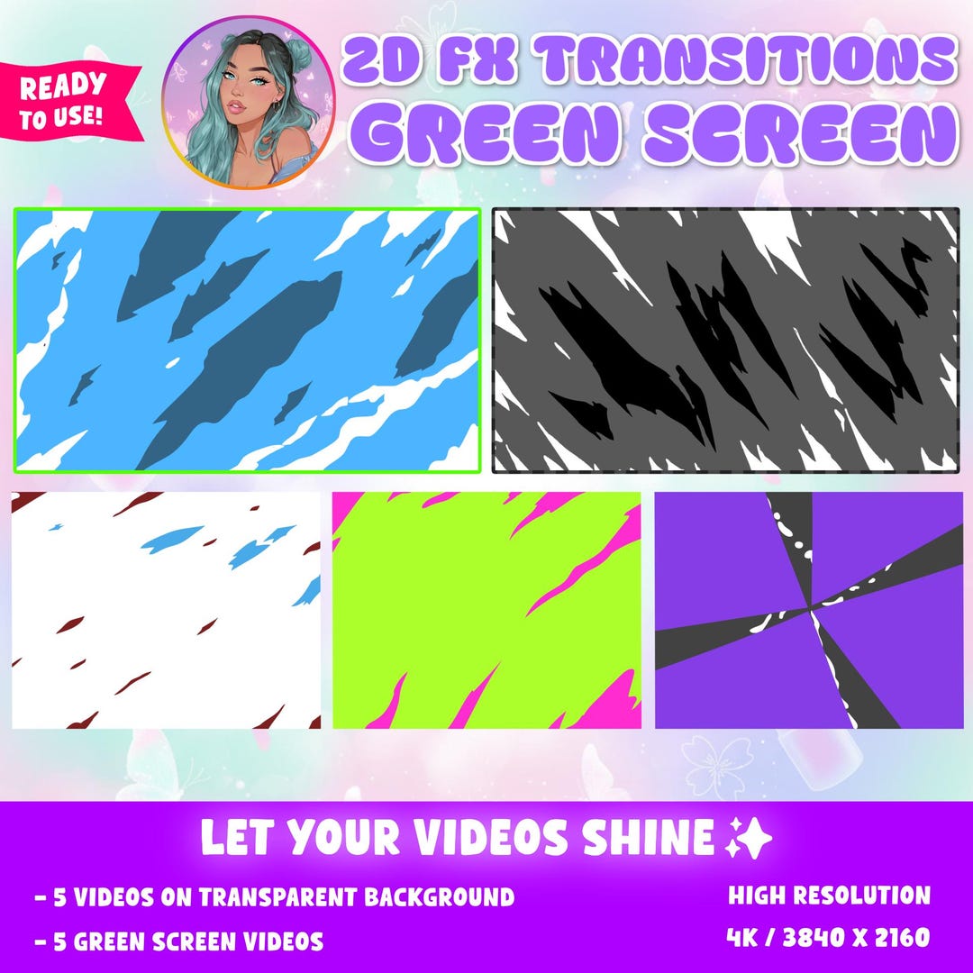 2D FX Transitions - Green Screen Motion Pack - Etsy