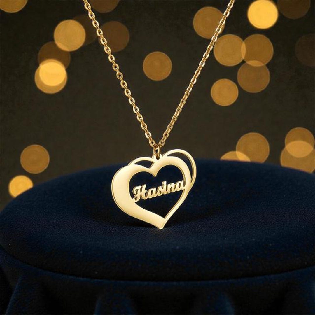 Custom Bold Heart Name Pendant, Iced Out Stainless Steel Hip Hop ...