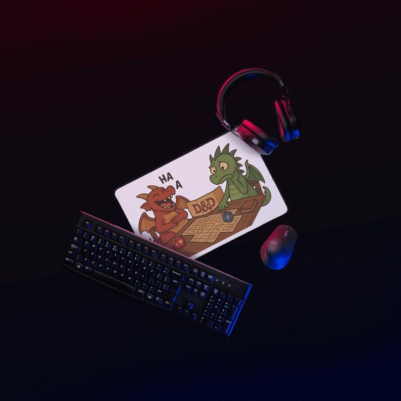 Funny Dnd Dragon Mouse Pad – Cute Cartoon Dice Roll Gaming Desk Mat for ...
