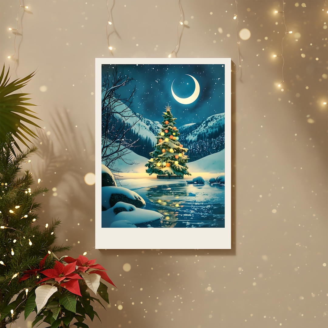 Moonlight Christmas Tree Poster – Calm Winter Night Wall Art | Cozy ...