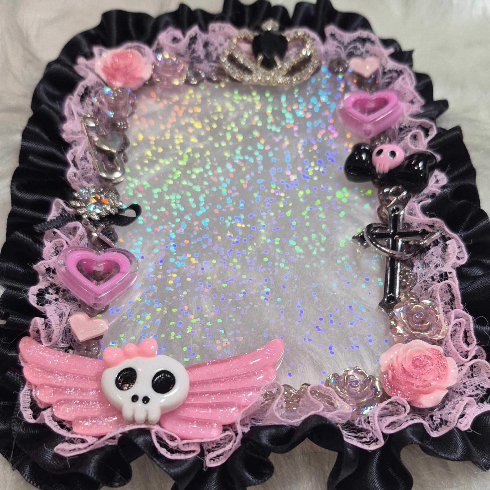 Decoden Lace Toploader | Black & Pink Menhera Theme Toploader | Kawaii ...